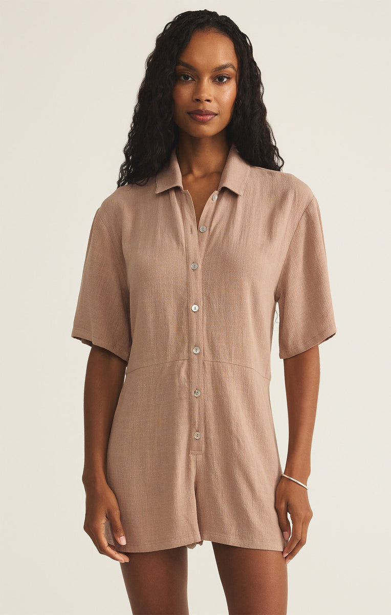 Z Supply | ZS252770S | Marcell Romper | Iced Coffee | L | Women's ...